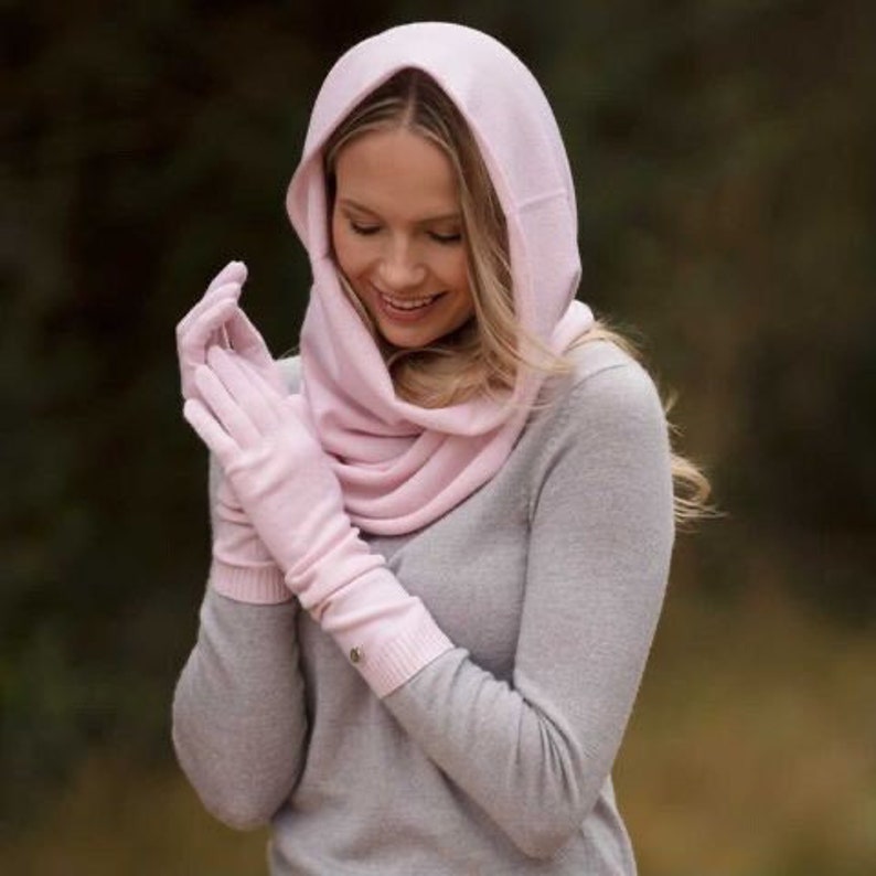 Pure Cashmere Hood / Snood, Plain Knit Snood, Cowl, Scarf, Cashmere ...