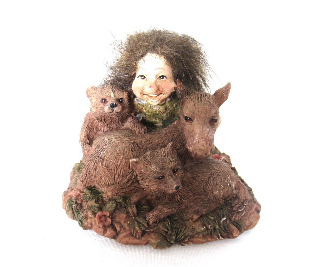 Vintage Troll With Bears - Moose. (goblin, Gremlin, Hob, Imp, Gnome ...
