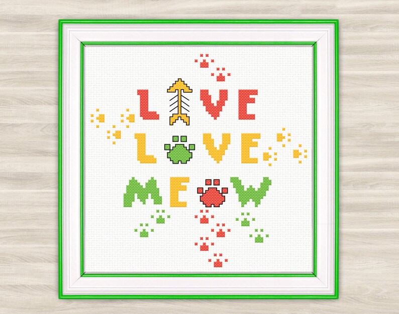 Buy 2 Get 1 Free Meow Cross Stitch Pattern PDF Cat Paws Funny - Etsy