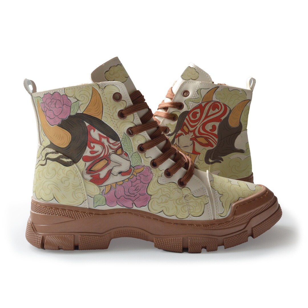 Custom Samurai Style Boots, Unique Japanese Art Footwear, Handmade ...