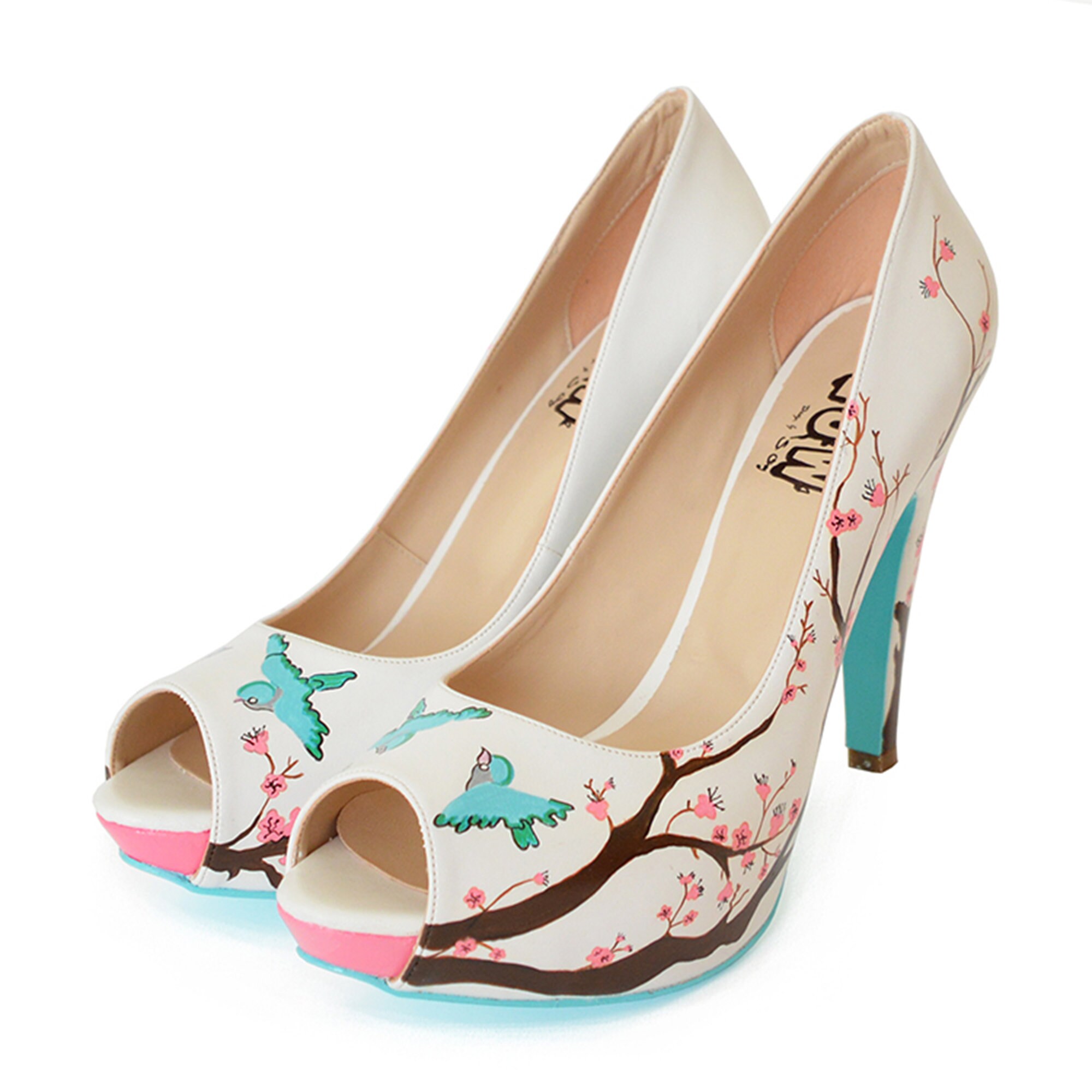 SAKURA Pumps custom Painting Shoes hand Painted Cherry, Flowers, Spring ...