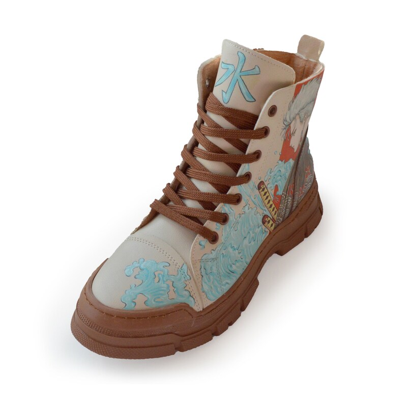 Hand-painted Anime Style Samurai Boots, Artistic Anime Samurai Boots ...