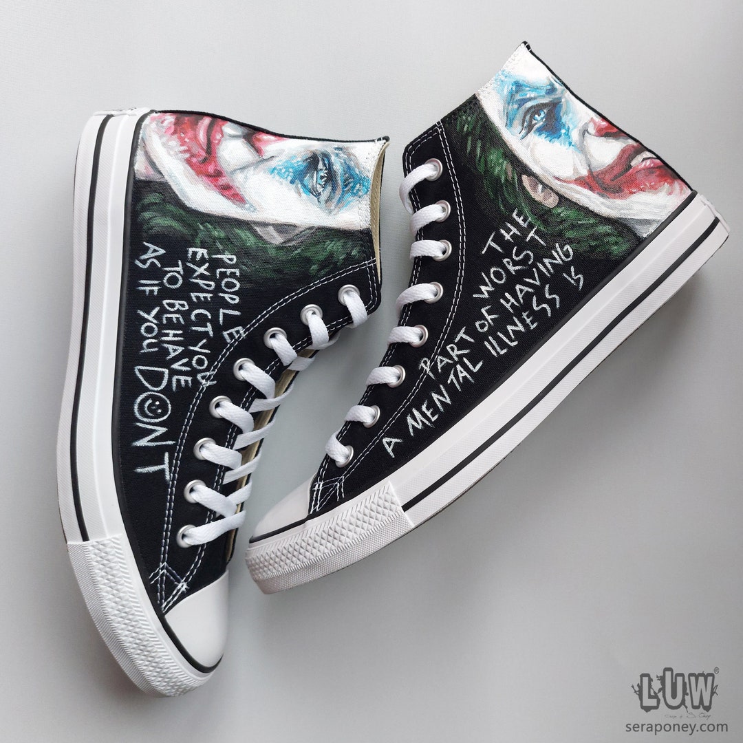Hand-painted Joker Converse Shoes – Custom Shoe Design, Unique Joker ...
