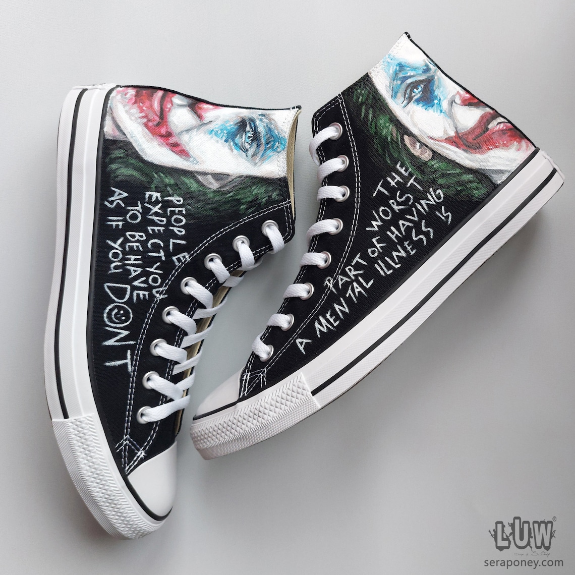 CLOWN Hi-top Custom Joker Converse the Joker Shoes, Comic Art Shoe ...