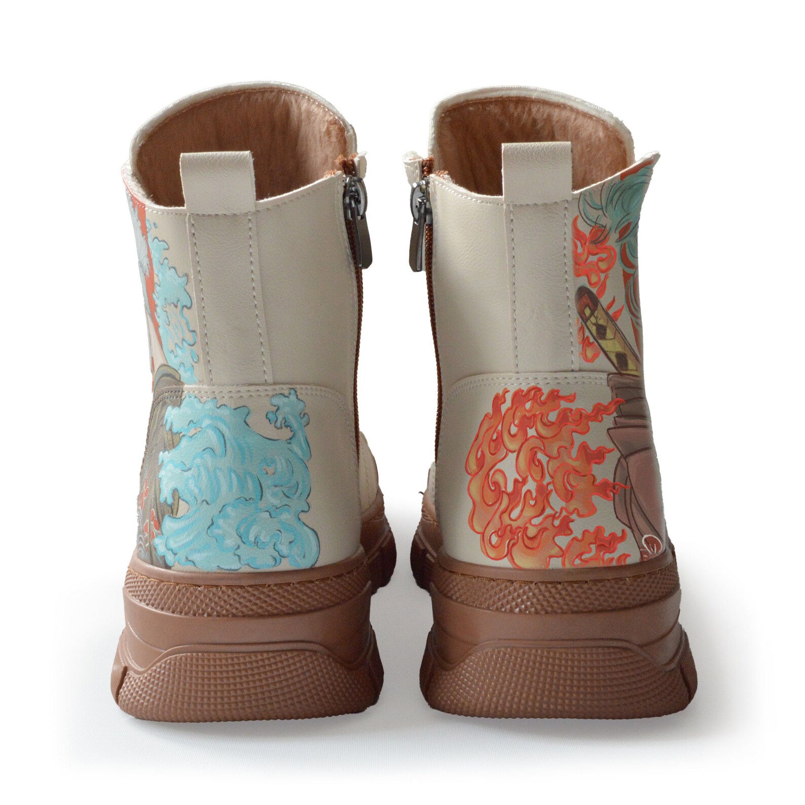 Hand-painted Anime Style Samurai Boots, Artistic Anime Samurai Boots ...