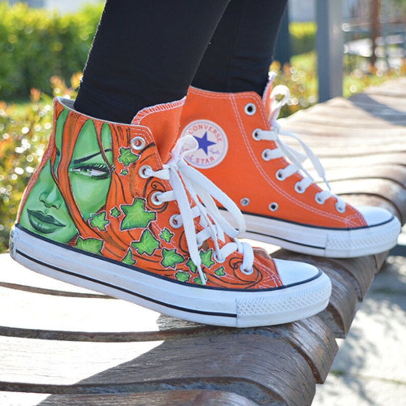 IVY Hi-top custom Paint Converse poison Ivy Shoes, Comics Painted Shoe ...