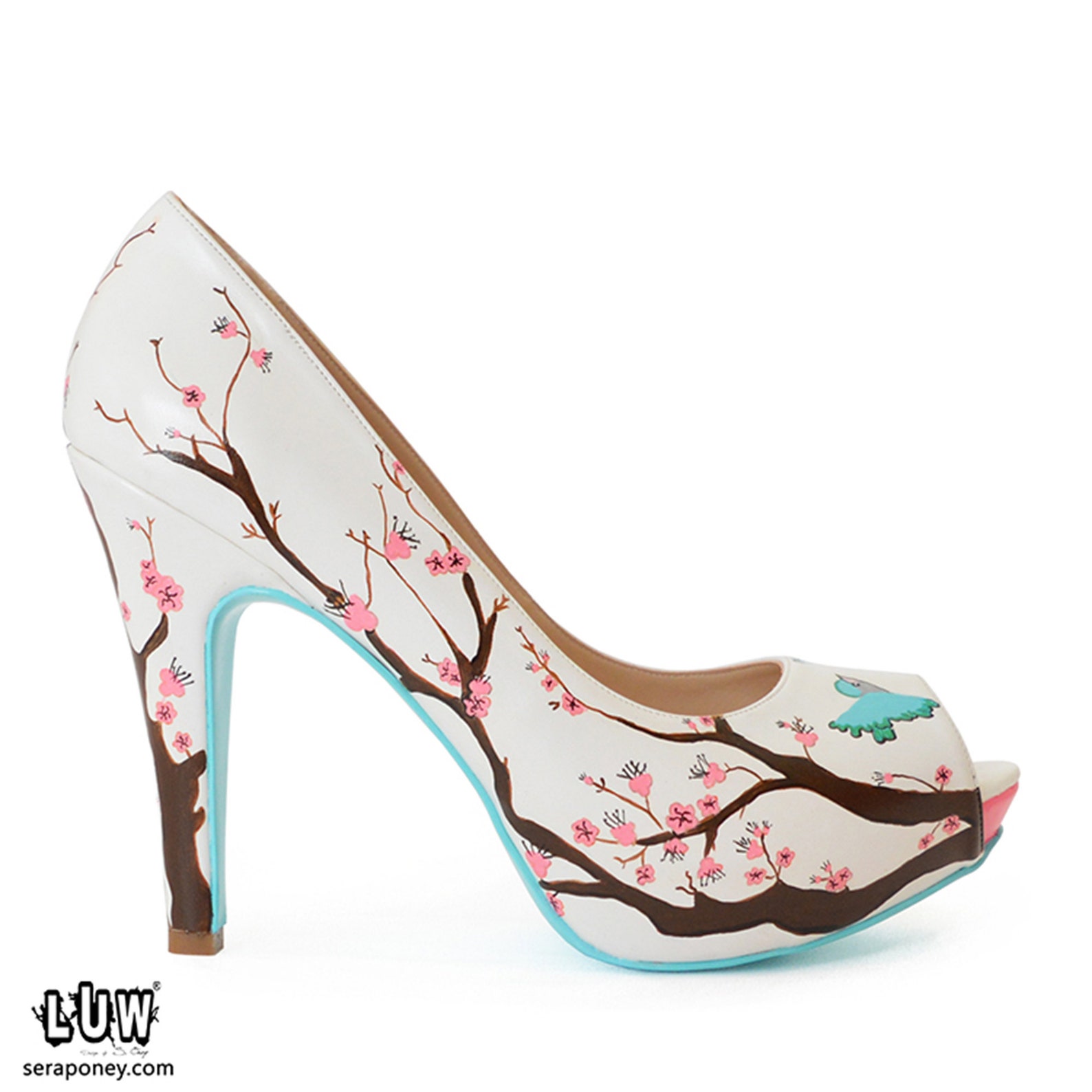 SAKURA Pumps custom Painting Shoes hand Painted Cherry - Etsy