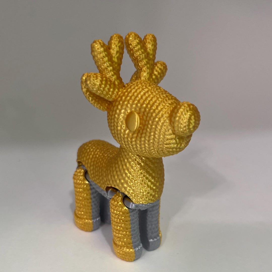 Reindeer – 3D Printed Flexible Fidget Reindeer in Knit or Crocheted ...