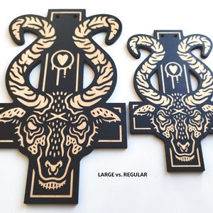 Hail Destroyer (large) - Laser Engraved Crucifix Woodcut / Horror Gift ...