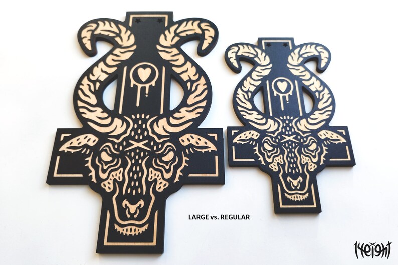 Hail Destroyer (large) - Laser Engraved Crucifix Woodcut / Horror Gift ...