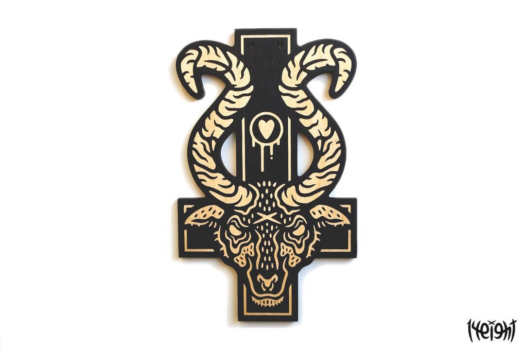 Hail Destroyer (large) - Laser Engraved Crucifix Woodcut / Horror Gift ...