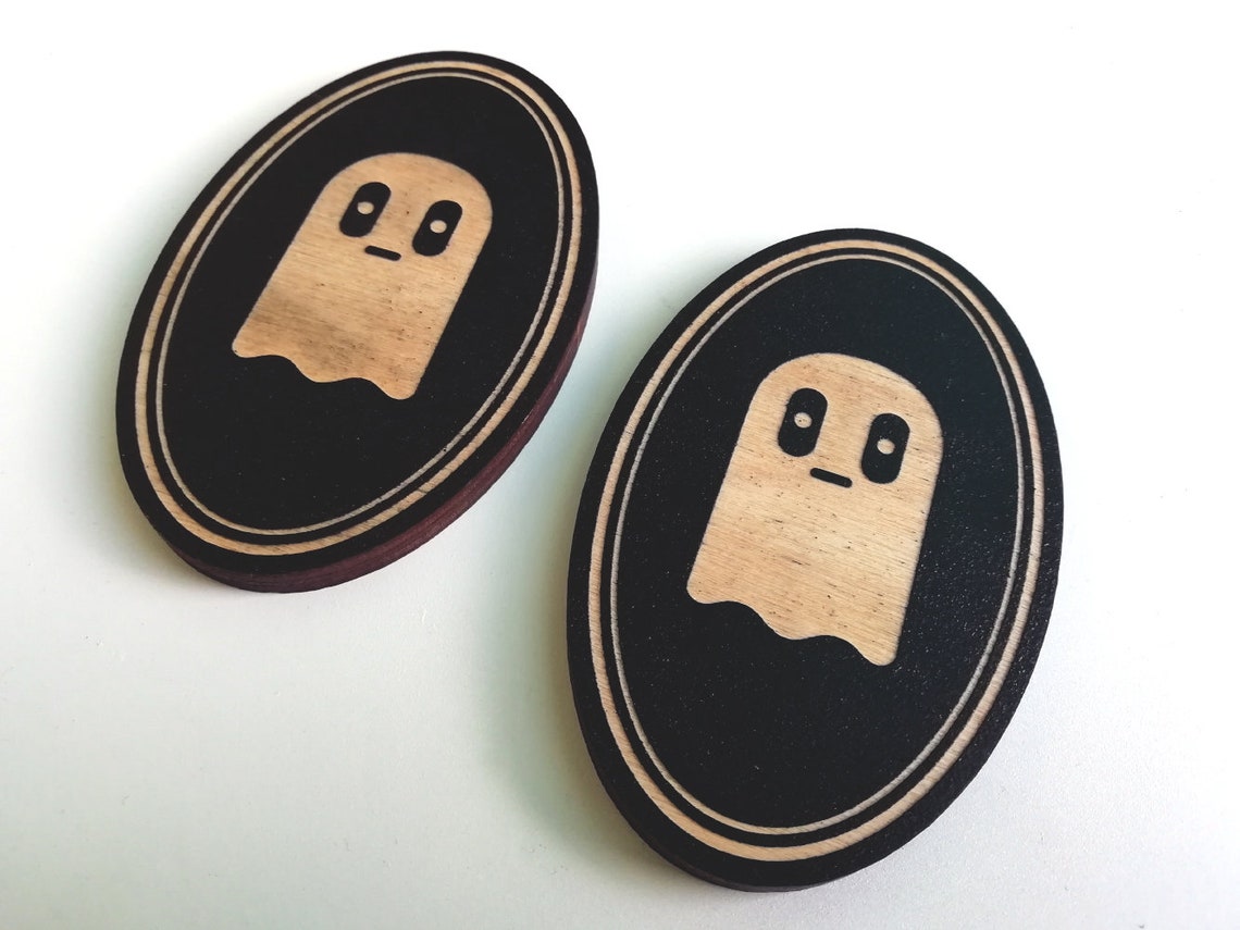 Basic Boo - Small Engraved Ghost Woodcut / Goth Home Decor / Gothic ...