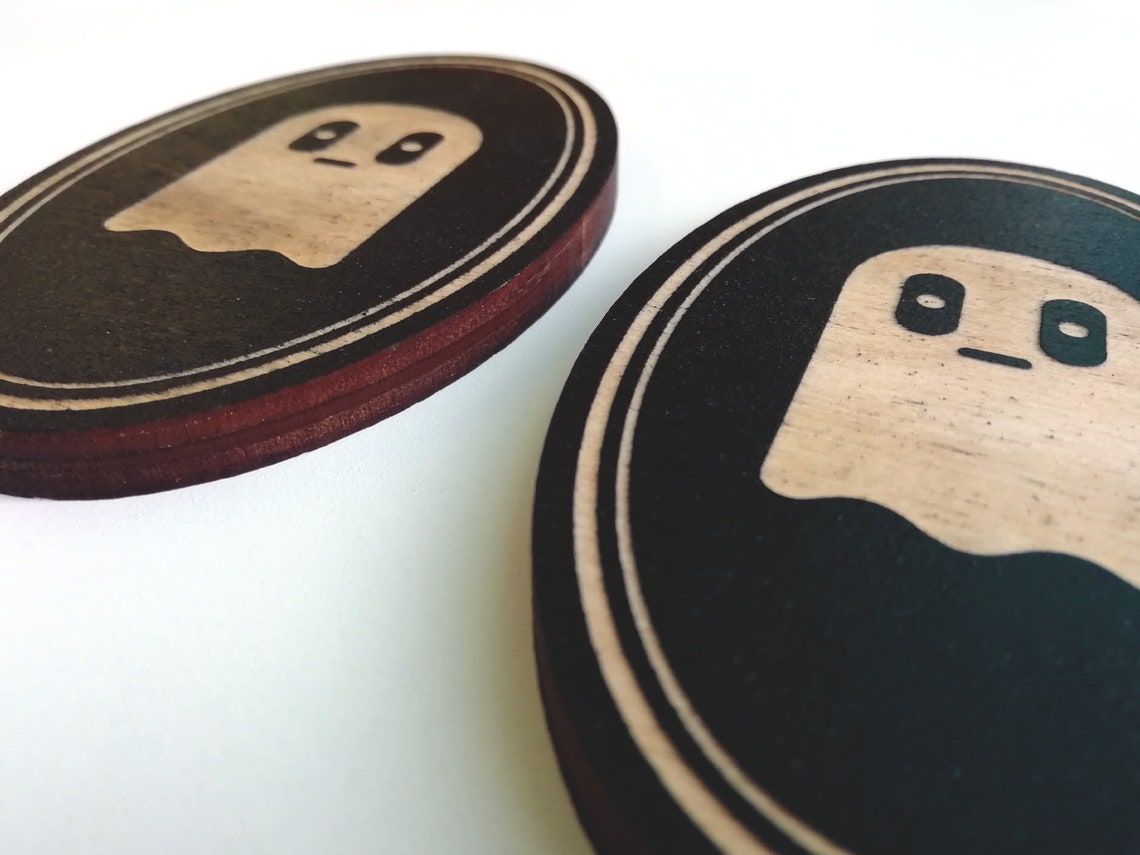 Basic Boo - Small Engraved Ghost Woodcut / Goth Home Decor / Gothic ...