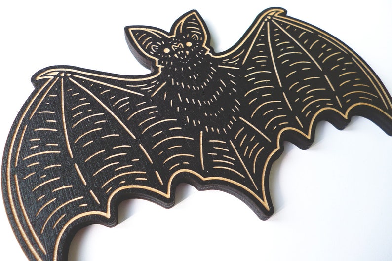 Nocturnal - Laser Engraved Bat Woodcut / Spooky / Goth Home Decor ...