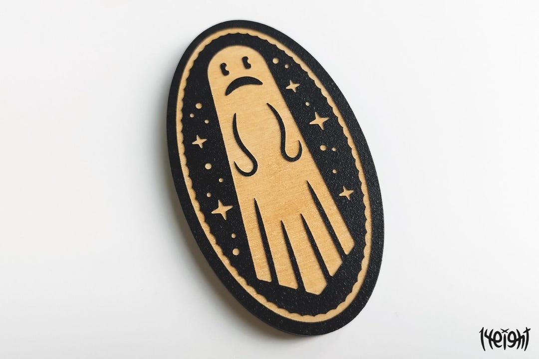 Tall Ghoul Cute Ghost Woodcut / Goth Home Decor / Gothic Wall Hanging ...