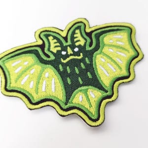 Fruit Bat - Embroidered Neon Jacket Patches / Pastel Goth Iron on Vampire Bats / Battle Jacket ...