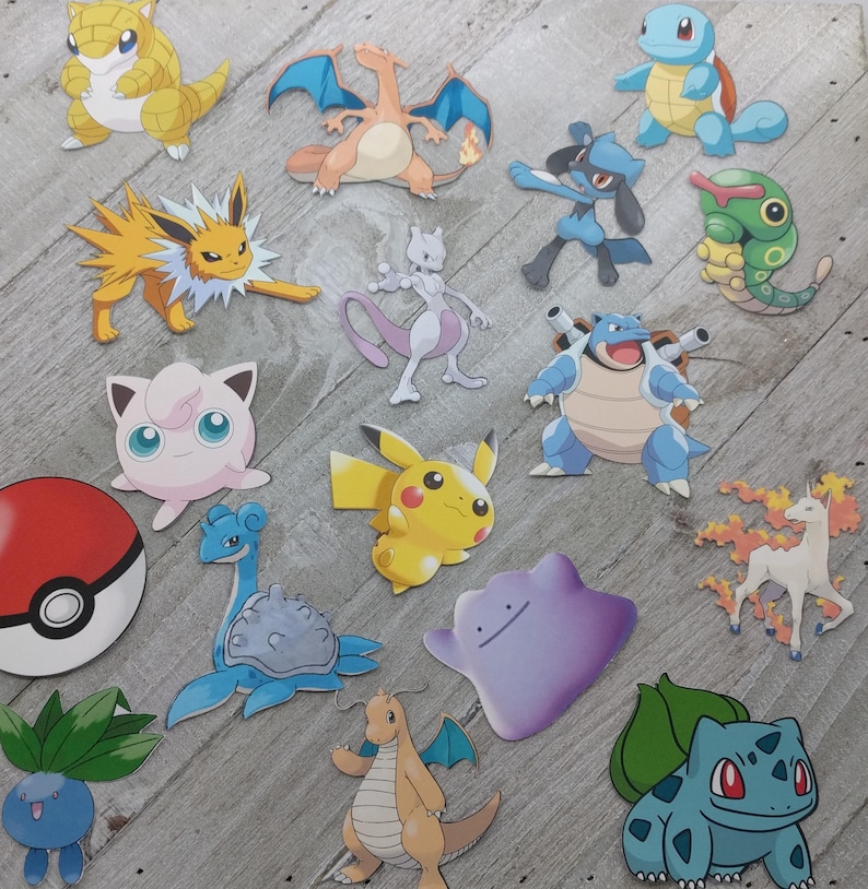 Cardstock pokemon cutouts. 12 pack of pokemon. Choose | Etsy