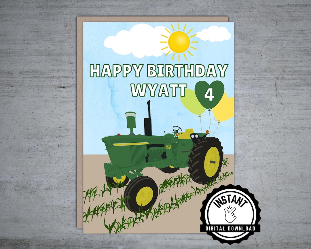 Personalized Tractor Happy Birthday Card | Tractor Birthday Card ...