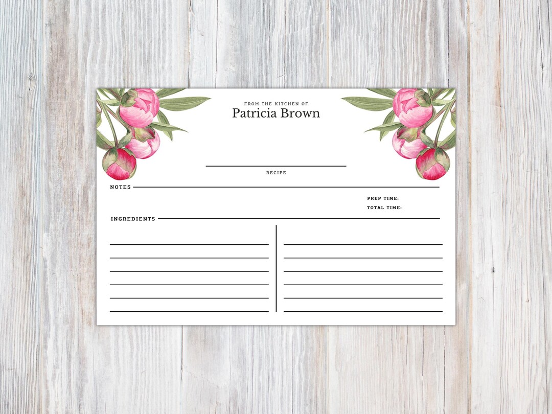 Printed Personalized Set of Recipe Cards, Kitchen Personalized Gifts ...