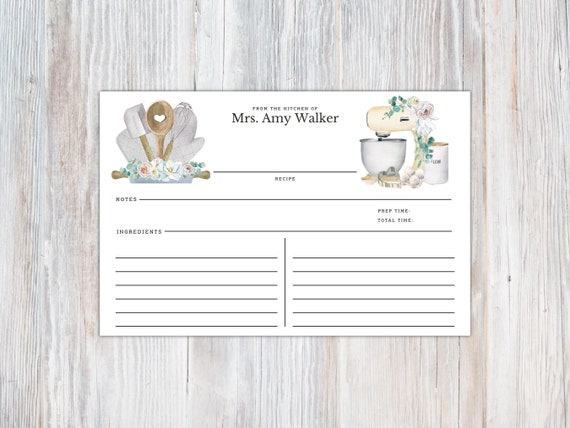 Printed Personalized Set of Recipe Cards Custom Recipe Cards - Etsy