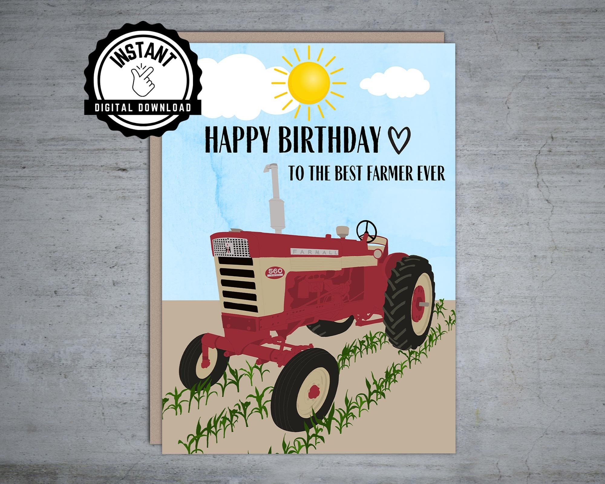 Best Farmer Ever Happy Birthday | Tractor Birthday Card | Printable ...