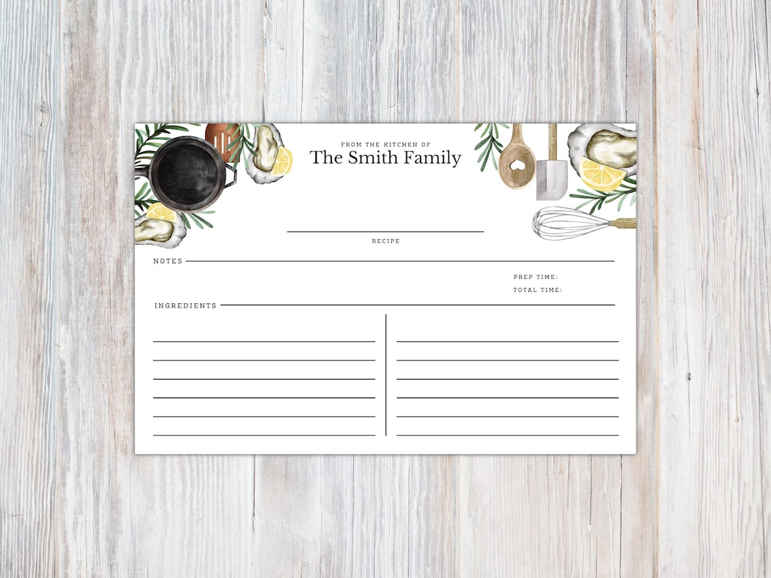 Printed Personalized Set of Recipe Cards, Kitchen Personalized Gifts ...
