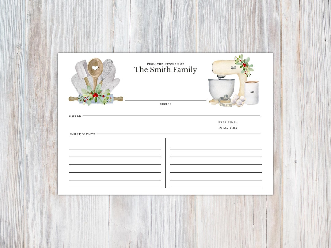 Printed Personalized Set of Recipe Cards, Kitchen Personalized Gifts ...