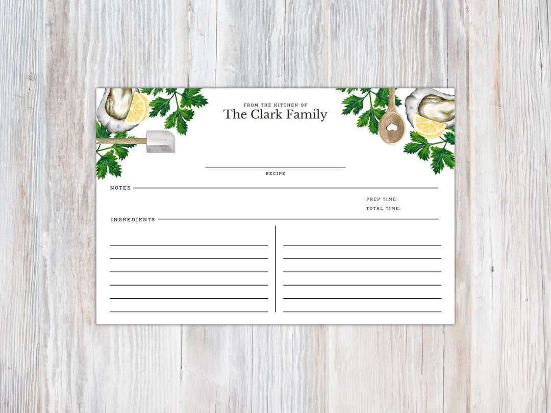 Printed Personalized Set of Recipe Cards, Kitchen Personalized Gifts ...