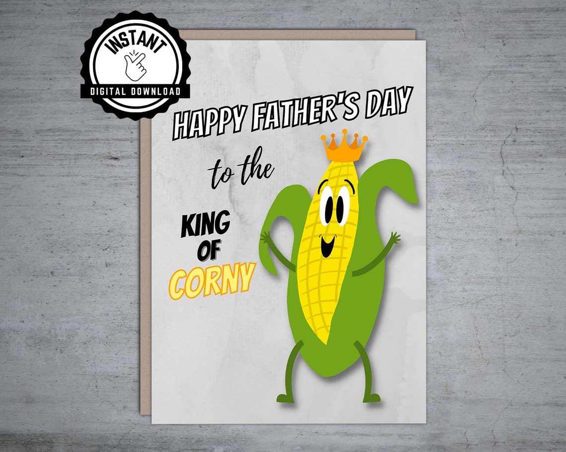 King of Corny Happy Father's Day Dad Joke Card - Etsy