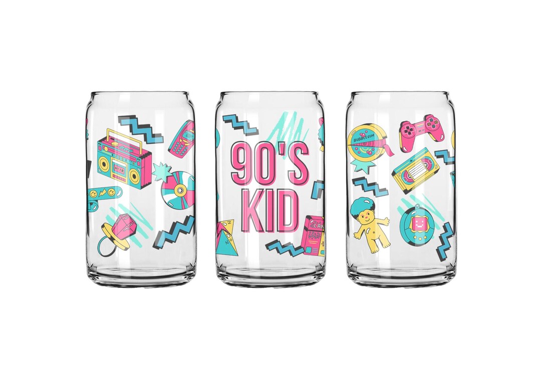 90s Tumbler Wrap Glass Can Nostalgic Coffee Glass Can 90s Kid Gift ...