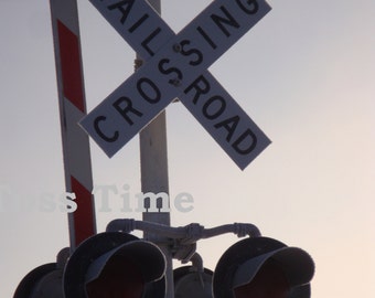 Digital Railroad Crossing Photograph Download Black and White - Etsy