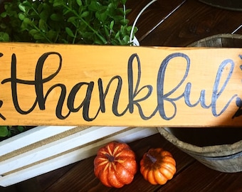 Thankful Sign, Wood Sign, Canvas Wood Sign, Small Wood Sign, Gallery ...
