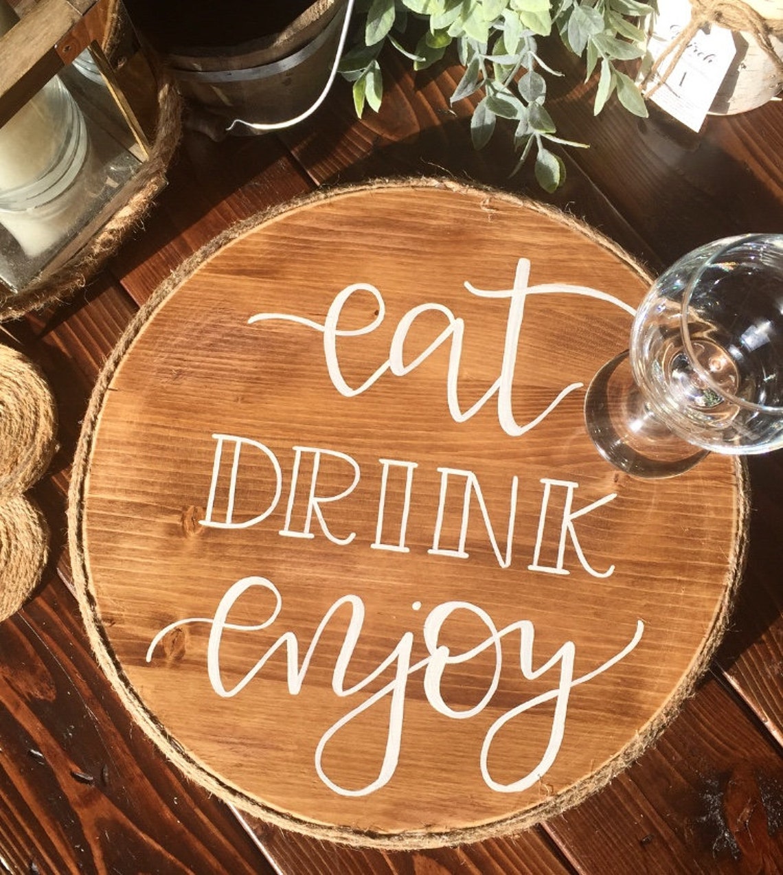 Eat, Drink, Enjoy Lazy Susan - Etsy
