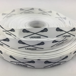 White Lacrosse Ribbons, Sports Ribbon, Grosgrain Ribbon. Available in 5 ...