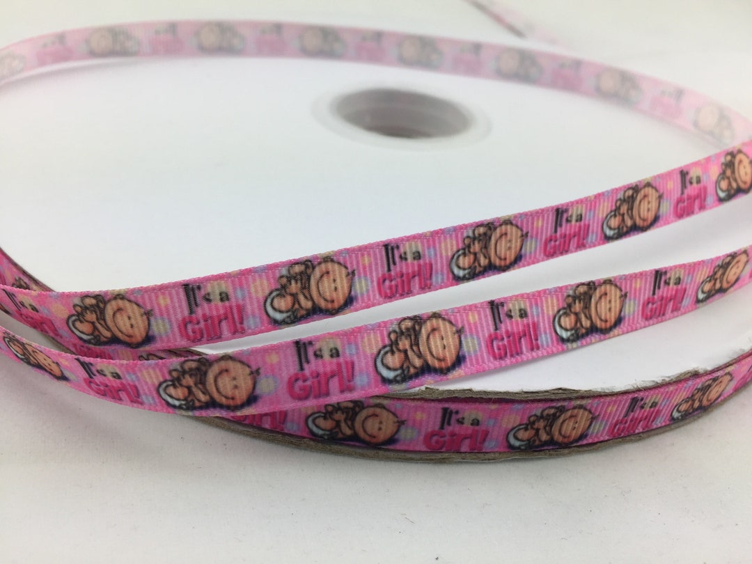 It's a Girl Grosgrain Ribbons, Baby Shower Ribbons, Baby Ribbons, Pink ...