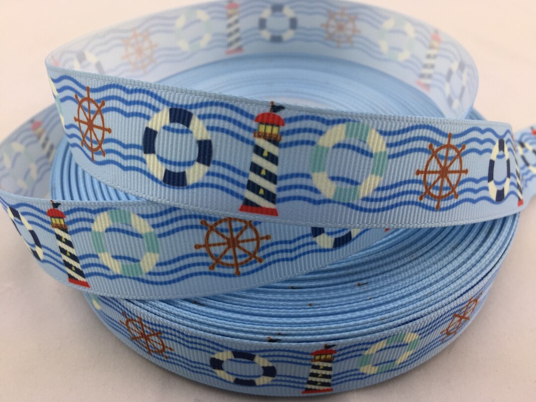 Light House Grosgrain Ribbons, Life Preserver Anchor Ribbons, Nautical ...