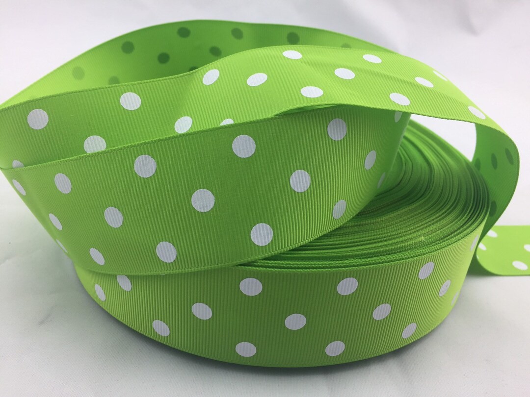 Lime Green and White Polka Dot Grosgrain Ribbons, Halloween Polka Dot ...