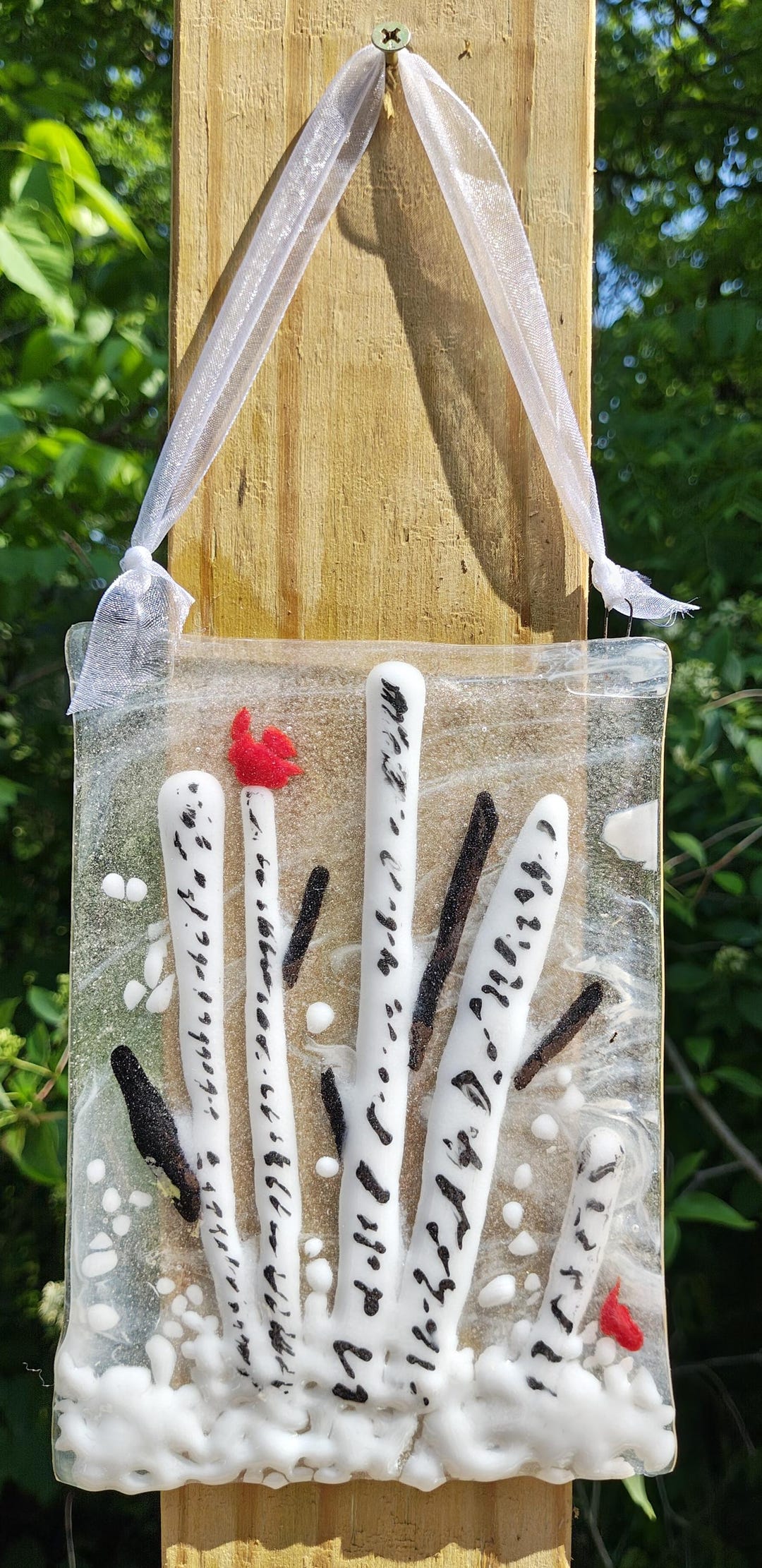 Fused Glass Winter Birch Scene Sun Catcher - Etsy