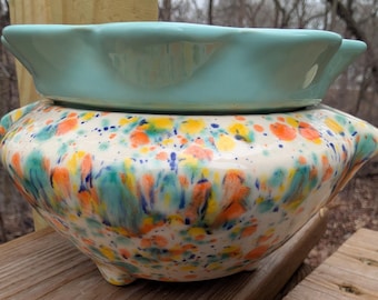 Handmade Ex Large Self Watering African Violet Pot "sunflowers and Blue ...