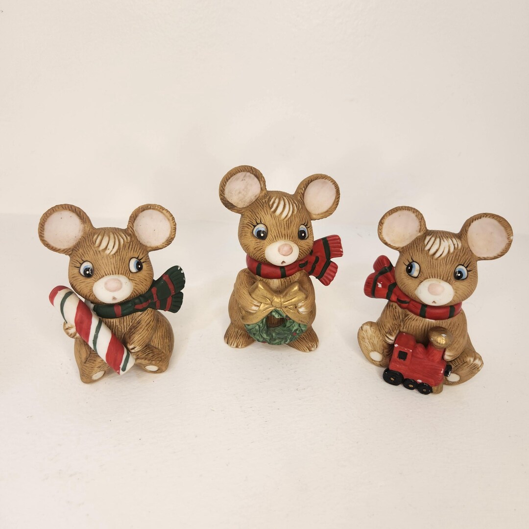 Vintage Homco Christmas Mice Set of Three. Mouse With Candy Cane Mouse ...
