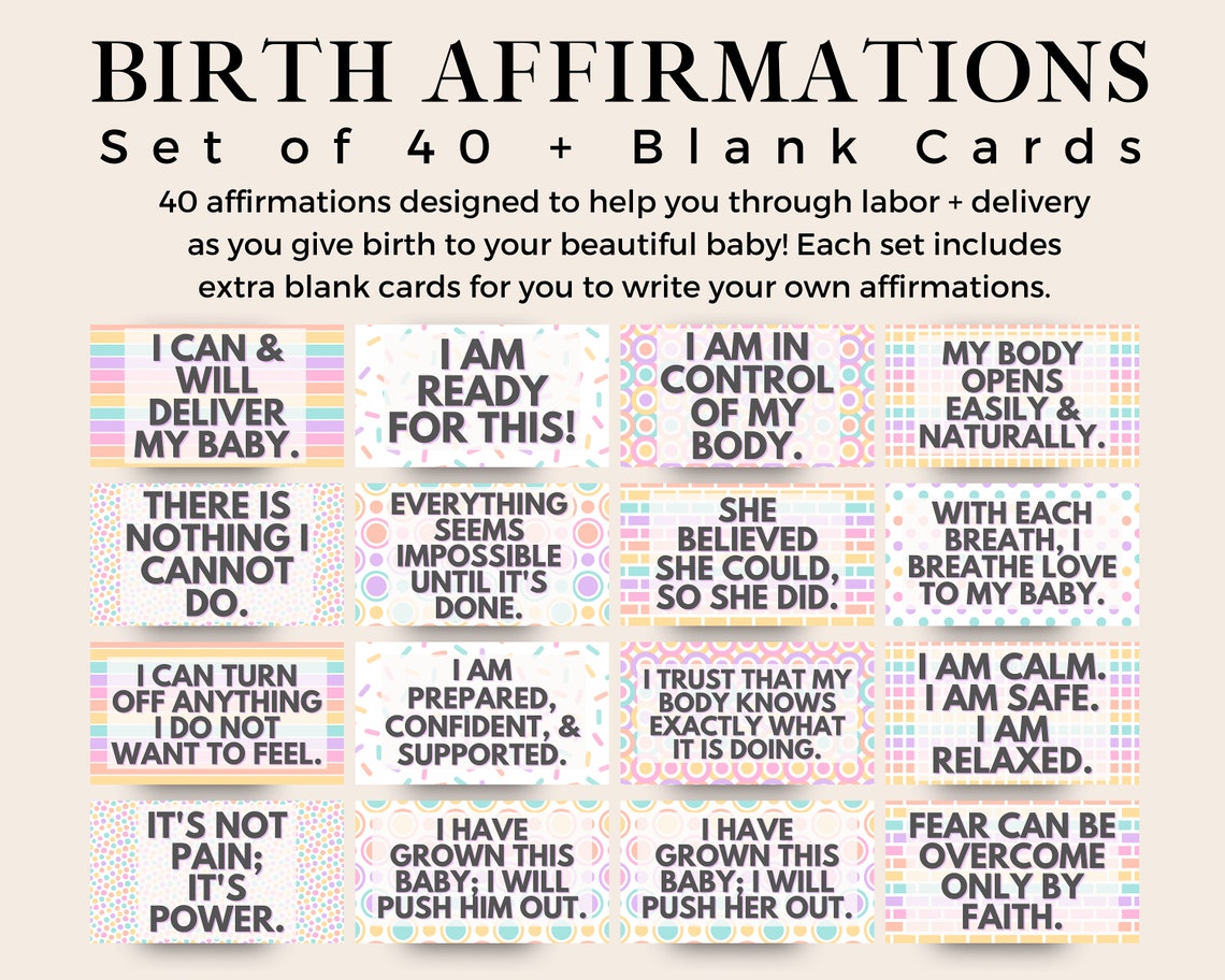 40 Birth Affirmation Cards for Labor and Delivery Birth - Etsy