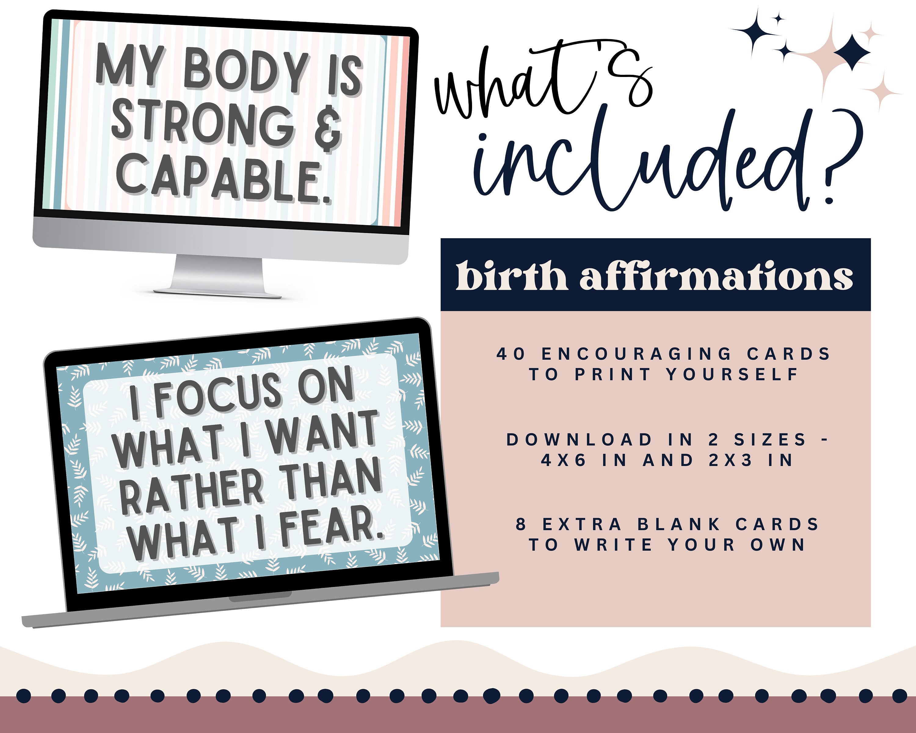 40 Birth Affirmation Cards for Labor and Delivery Floral Reds Blues ...