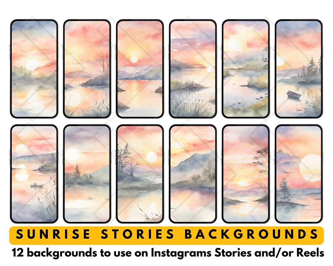 Instagram IG Social Media Stories and Reels Backgrounds Watercolor ...