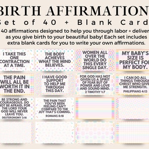 40 Birth Affirmation Cards for Labor and Delivery Birth Printable Print ...
