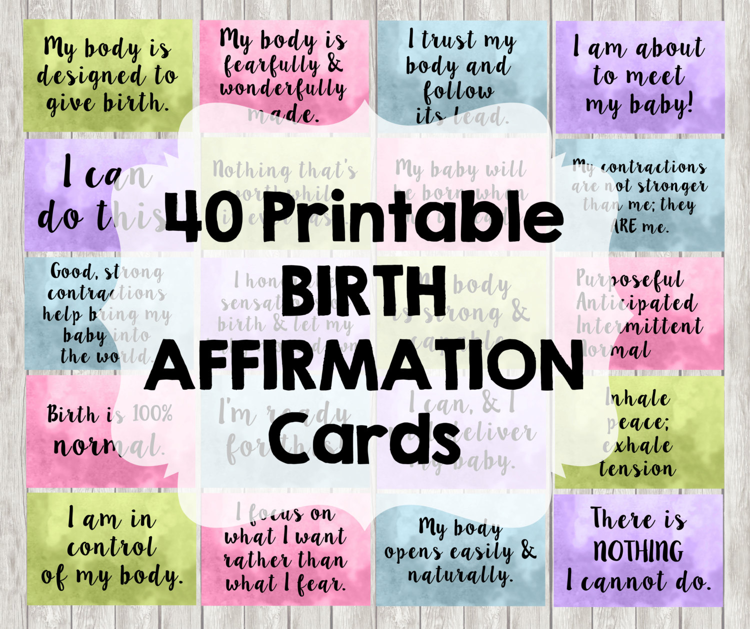 40 Birth Affirmation Cards for Natural Labor / Birth 4x6 | Etsy