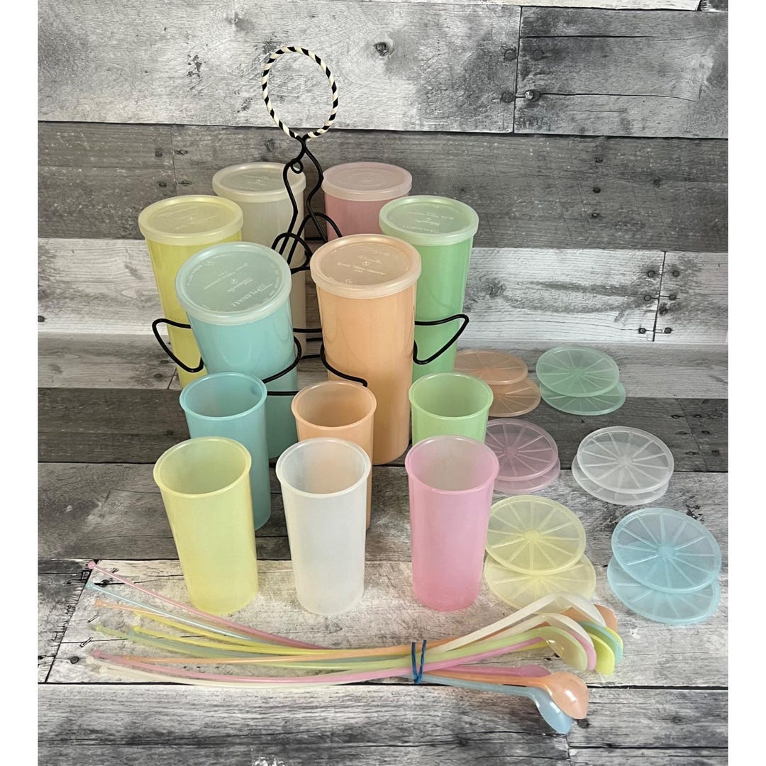 Vtg 1954 Tupperware Millionaire Drinkware Set W Caddy 42 Pieces 1009 - Etsy