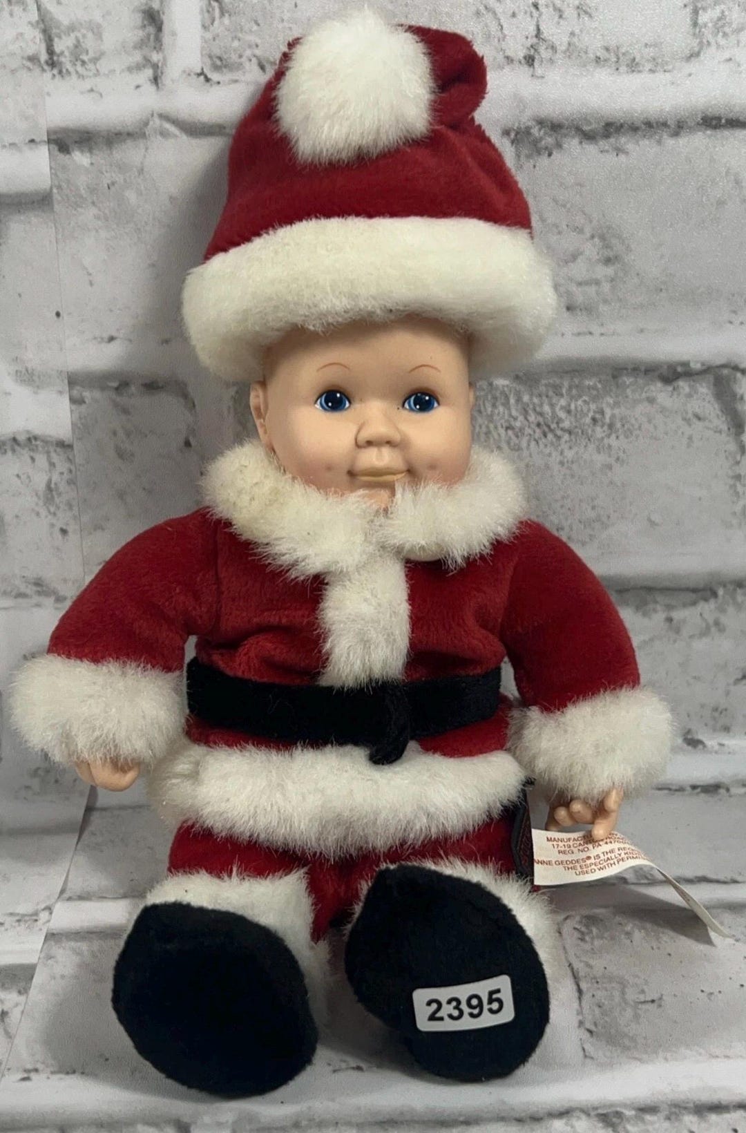 Anne Geddes 9" Doll 1999 Santa Baby Removable Hat Bean Bag Seat Holiday ...