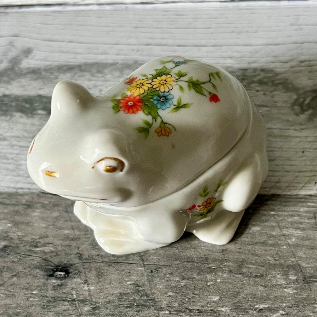 Lefton China Frog Trinket Box Japan Hand Painted 1062 - Etsy