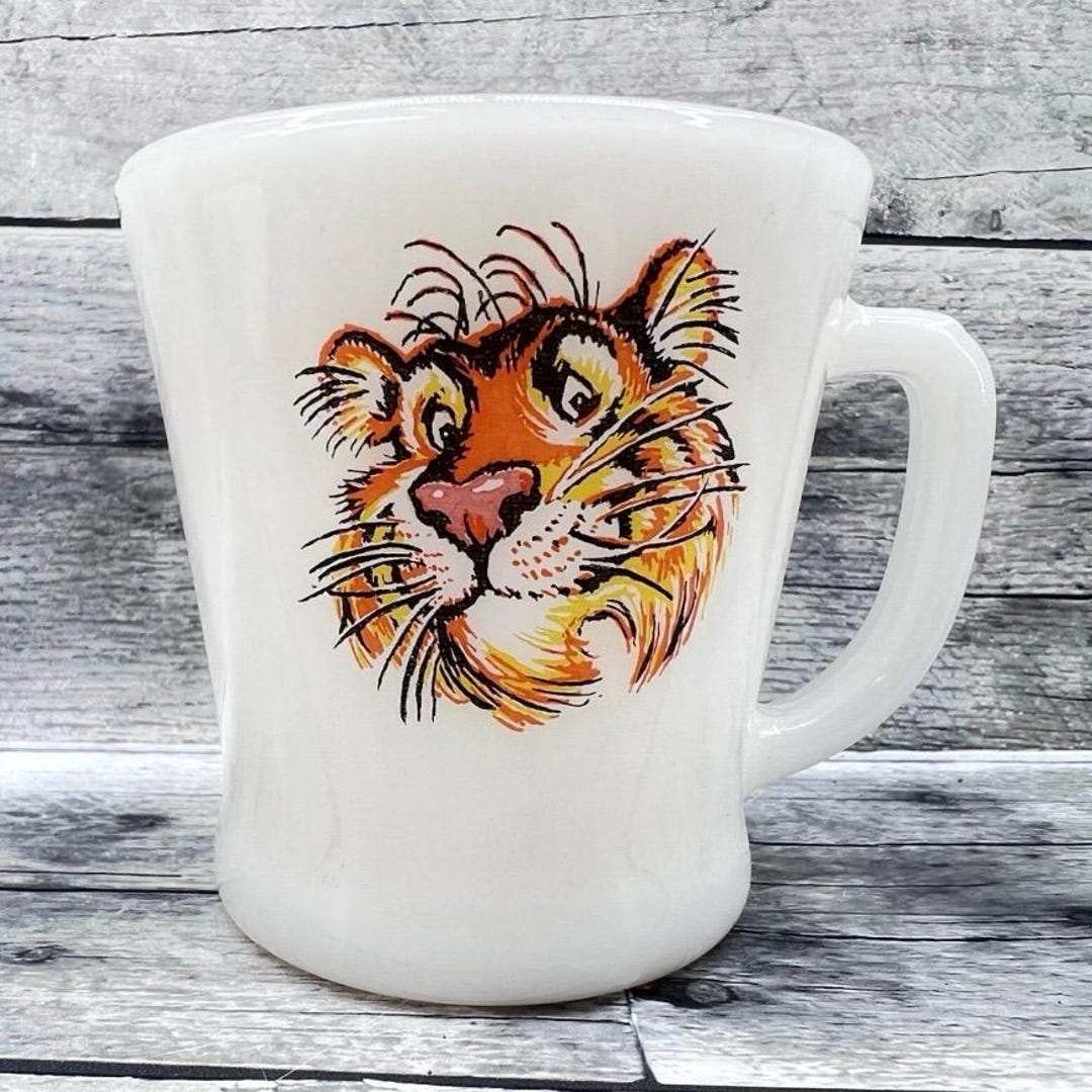 Esso Exxon Tiger Fire King Vintage Milk Glass Mug 3107 - Etsy