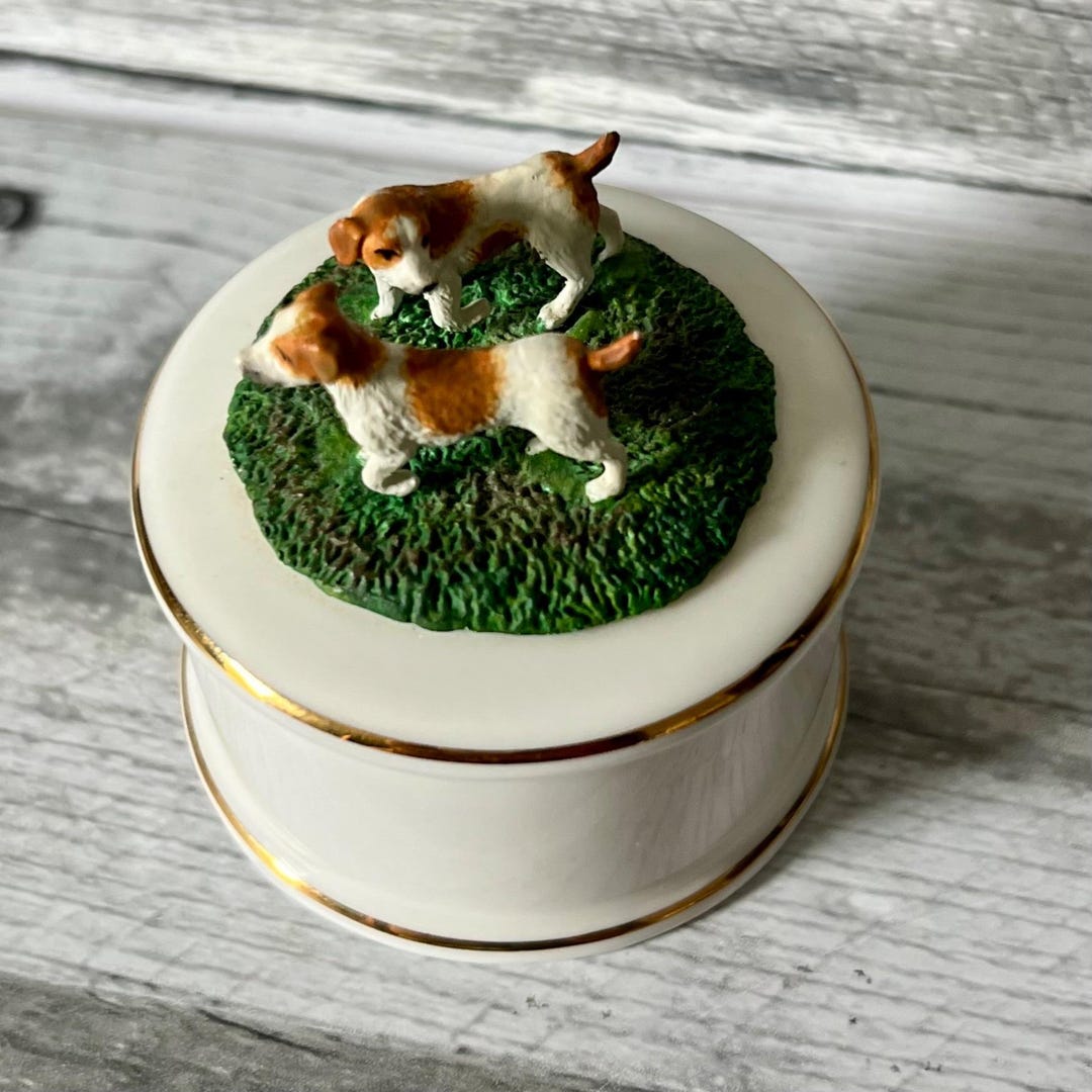 Sterling Classic Crafted in England Fine Bone China Dogs Trinket Box ...
